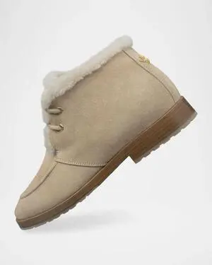 BOUGEOTTE Shearling-lined Suede Ankle Boots