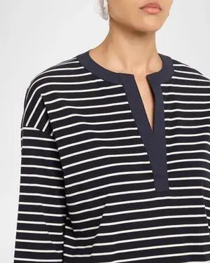 Lafayette 148 New York Striped Jersey Mini Shift Dress - Ink Multi