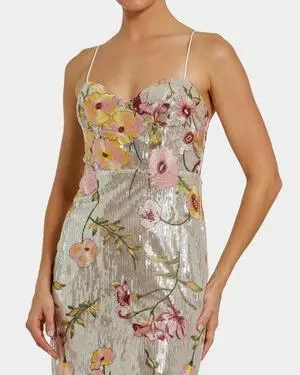 Mac Duggal Bustier Floral Appliqué Gown