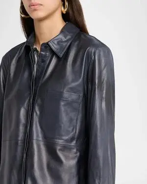 TWP Cowboy Update Leather Shirt - Midnight