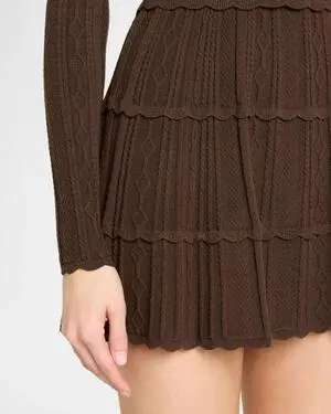 LoveShackFancy Lunelle Pointelle Knit Long-sleeve Mini Dress