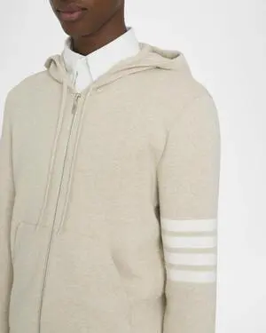 Thom Browne Apos;s Cotton 4-bar Full-zip Hoodie - Medium Beige
