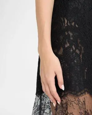 LoveShackFancy Carline Floral Lace Maxi Skirt - Black