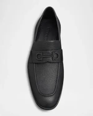 FERRAGAMO Apos;s Touch Hammered Leather Rubber-gancini Loafers - Nerone