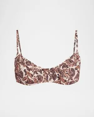 Ulla Johnson Jaya Ruched Bikini Top Limestone