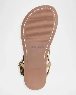 Bernardo Mallorie Leather Geometric Thong Sandals - Gold