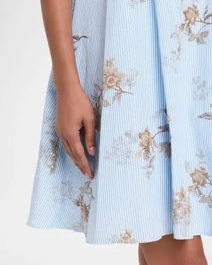 AKNVAS D & Apos;orsay Embellished Poplin Dress - Multi Blue