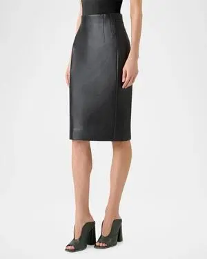 Akris Lamb Nappa Leather Pencil Skirt - Black