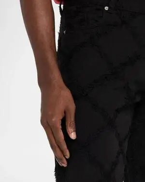 EZR Apos;s Diamond-quilted Straight-leg Denim Pants - Black