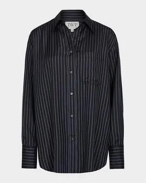 TWP Big Joe Striped Silk Shirt - Blue Night