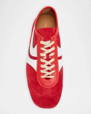 Dries Van Noten Apos;s Destin Mixed Leather Retro Sneakers - Red