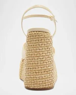 Schutz 120mm Keefa Leather And Raffia Platform Sandals