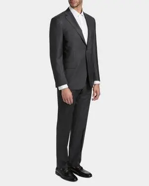 Canali Wool Single-breasted Suit - Charcoal