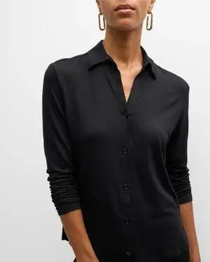 Majestic Filatures Soft Touch Button-front Shirt - Noir 002