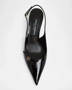 Dolce & Gabbana 90mm Dg Vernice Patent Leather Slingback Pumps - Nero