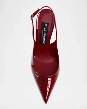 Dolce & Gabbana 90mm Dg Vernice Patent Leather Slingback Pumps - Rosso