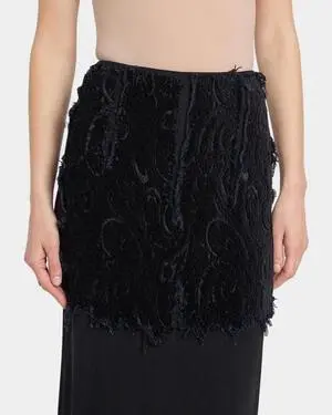 MAISON MARGIELA Textured Paisley Maxi Skirt - Black