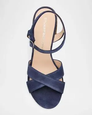 STUART WEITZMAN Alyssa 85mm Suede Block-heel Sandals - Nice Blue/