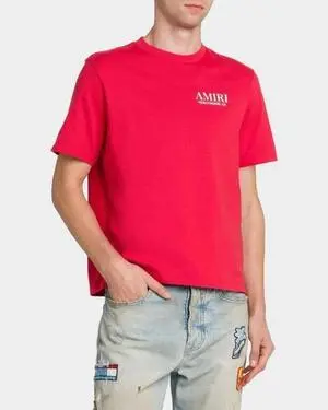Amiri Bones Stacked Cotton Crewneck T-shirt - Red