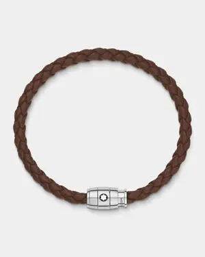 Montblanc Leather &amp; Stainless Steel Bracelet