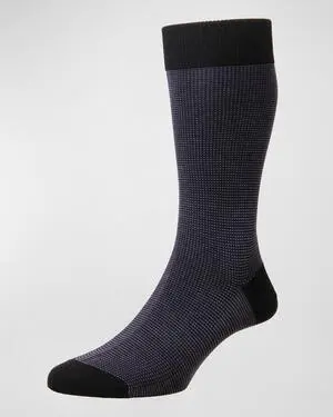 Pantherella Apos;s Tewkesbury Birdseye Socks - Blue Pattern