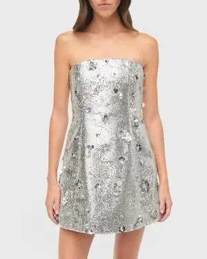 Simkhai Arta Strapless Sequin A-line Mini Dress