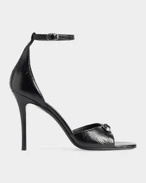 Balenciaga City Uptown 100mm Leather Heel Sandals - Noir/cafe