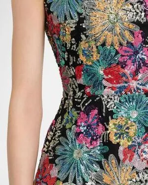 Rickie Freeman For Teri Jon Floral Sequin Tulle Dress - Black Mult