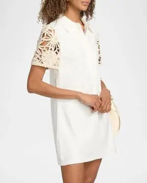 Ramy Brook Celine Linen-blend Mini Shirtdress