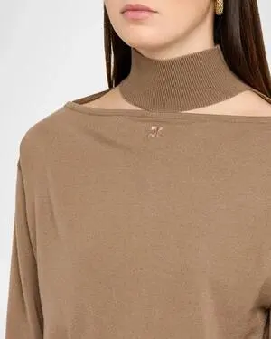 COURREGES Logo Cut-out Merino Wool Sweater