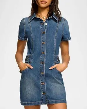 Ramy Brook Liv Denim Mini Shirtdress