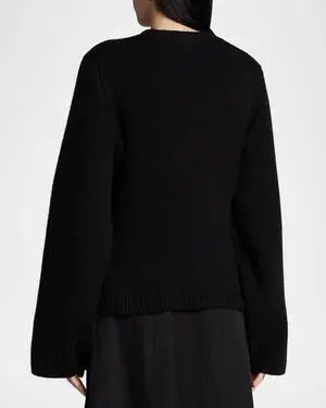 Khaite Scarlet Cashmere Cropped Cardigan - Black
