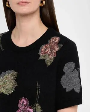 Libertine Primrose Shadows Short-sleeve Cashmere Sweater - Multi