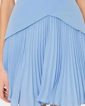 MILLY Haddy Pleated Minidress - Blue