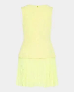 MILLY Haddy Pleated Minidress - Yellow