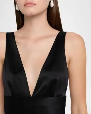 NILI LOTAN Bionca Empire-waist Sleeveless Silk Bias Maxi Dress - Black