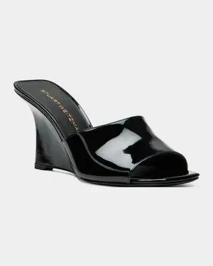 STUART WEITZMAN 85mm Vinnie Patent Leather Wedge Mules