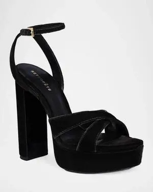 Retrofete Melodia 130mm Leather Platform Sandals Black