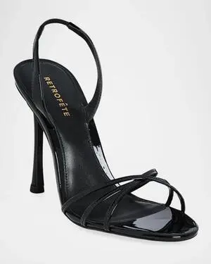 Retrofete Anabel 105mm Leather Slingback Sandals Black