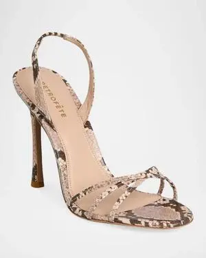 Retrofete Anabel 105mm Leather Slingback Sandals Python