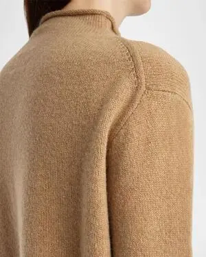 Khaite Annora Funnel-neck Wool-cashmere Cardigan - Camel