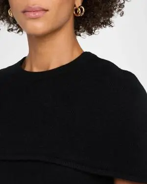 Simkhai Yuki Short-sleeve Cashmere Cape Top - Black