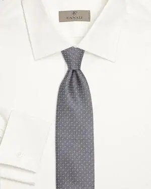 Canali Apos;s Geometric Silk Tie - Grey