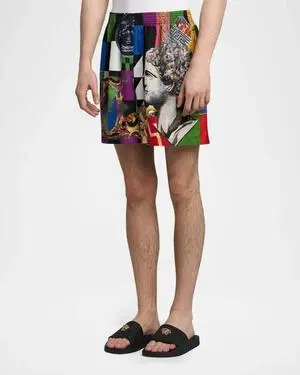Versace Medusa Collage Silk Twill Shorts - Multicolor