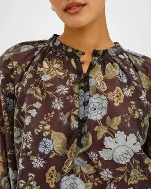 Rails Tali Floral Band-collar Shirt - Willow