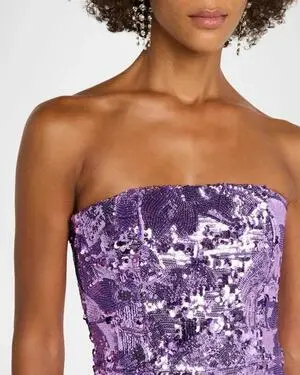HELSI Linda Strapless Floral Sequin A-line Mini Dress - Violet