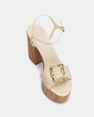 Schutz 120mm Enola Leather Bamboo-heel Platform Sandals - Egg Shell