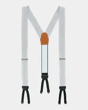 Trafalgar Apos;s Sutton Solid Silk Suspender Braces - Silver