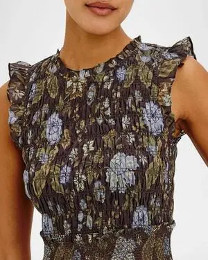Rails Vivier Shirred Ruffle-trim Midi Dress - Willow