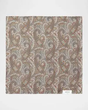 Eton Apos;s Double-face Printed Silk Pocket Square - Grey